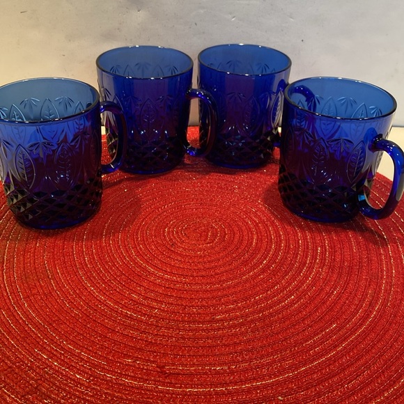 Avon | Dining | Vintage Avon Cobalt Blue Royal Sappy Set Of 4 Glass ...